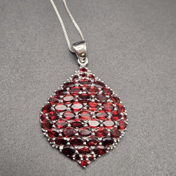 JTV | Jewelry | Red Gemstone Ss Pendant W 8 Ss Necklace | Poshmark